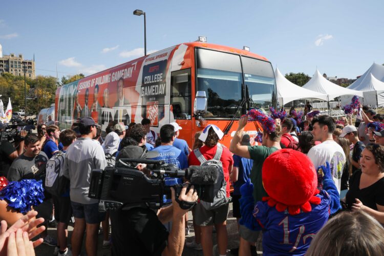 PHOTOS: ESPN College GameDay bus arrives on KU campus | News, Sports ...